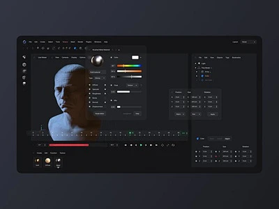 Cinema 4D GUI Redesign dark frosted glass blur app dribbble free figma ...