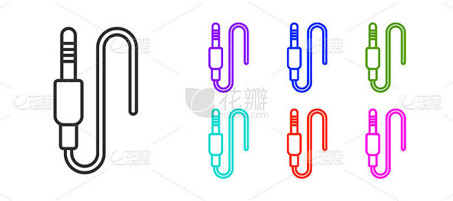 Black line Audio jack icon isolated on white backg