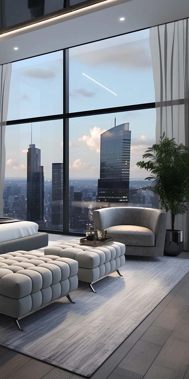 Artful composition and chic minimalism come together in this sophisticated urban living space.-花瓣网