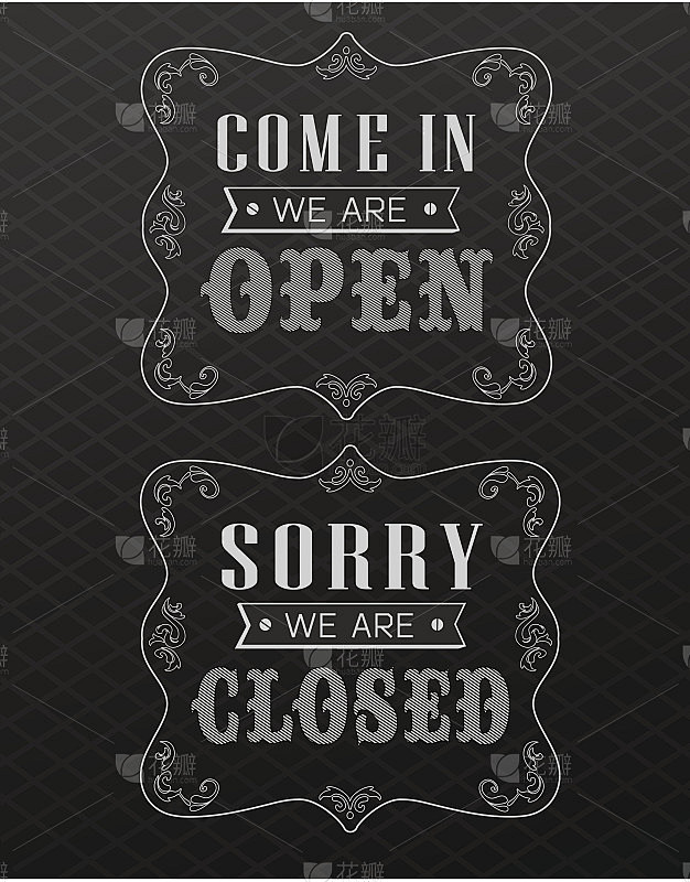 Open和Closed Vintage复古标志