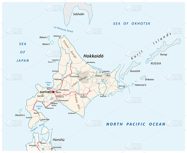 日本北海道矢量路线图