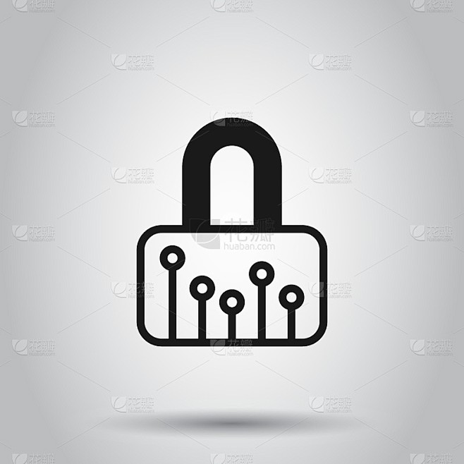Cyber security icon in flat style. Padlock locked