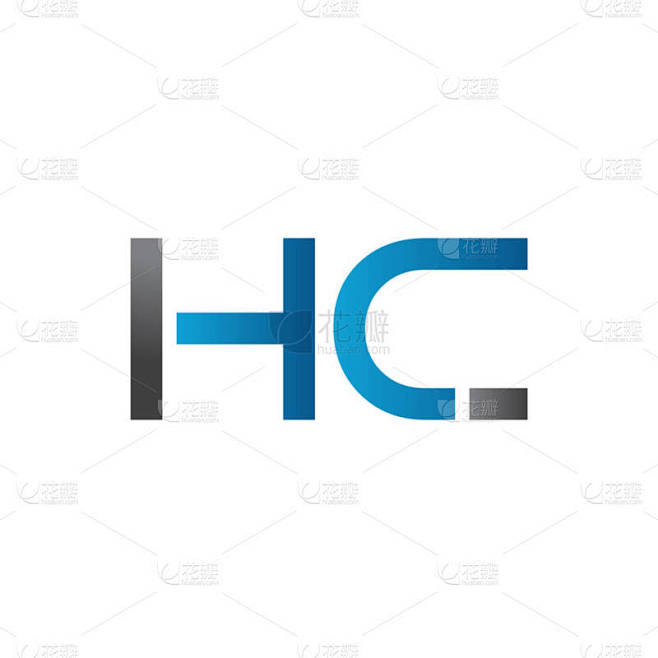 字母Hc标志设计向量模板。 初始Hc字母设计矢量说明