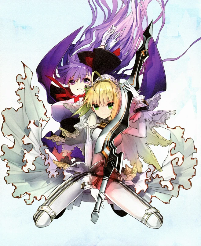 Tags: TYPE-MOON, Scan, Saber (Fate/EXTRA), Fate/EXTRA, Wada Aruko, Official Art, Saber Bride, BB ...