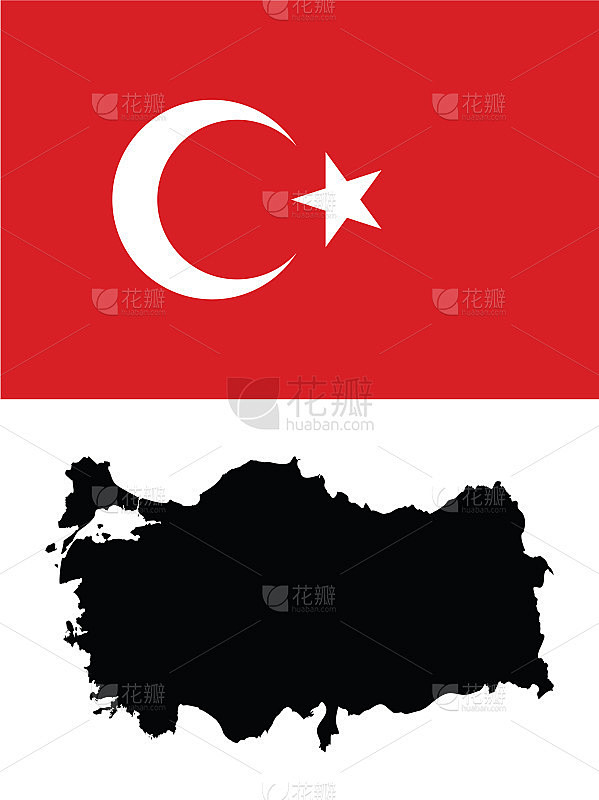 Map and Flag of Turkey