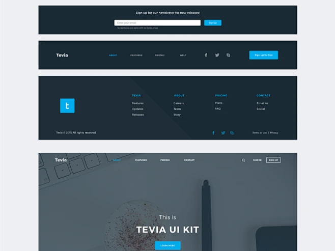 完美的UI套件，适用于初创公司和机构 Tevia UI工具包web网页素材下载-优图-UPPSD图片_酷站—web界面图片素材-花瓣网
