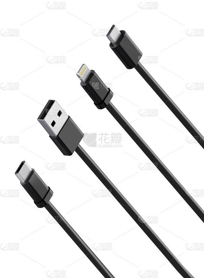 USB cables type A, and type C plugs, micro USB and