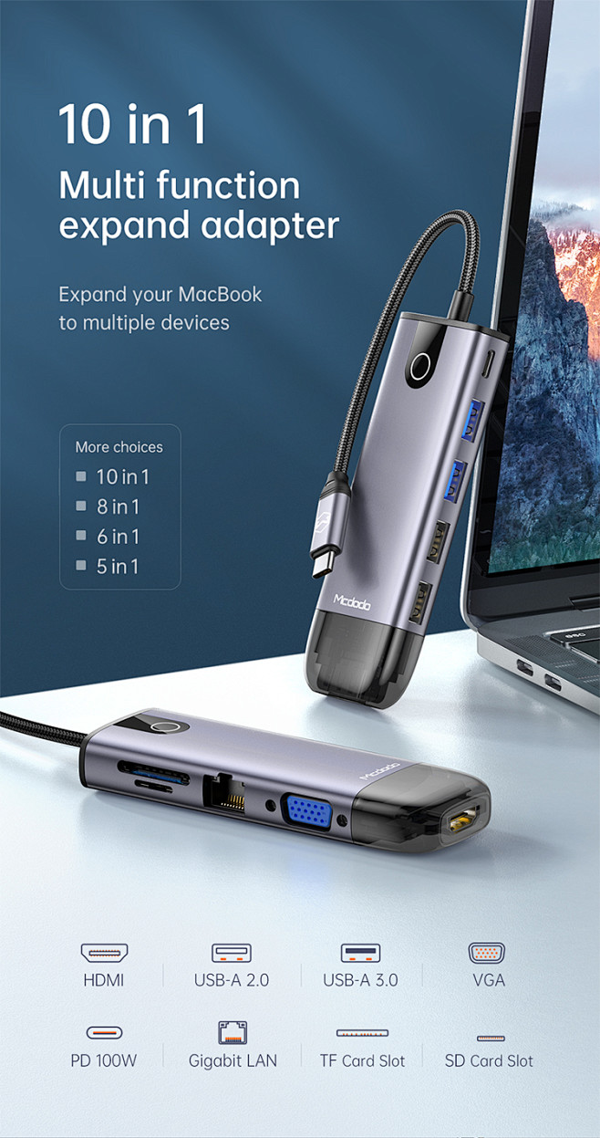 US $19.59 49% OFF|MCDODO USB C HUB Type C to Multi USB 3.0 HDMI VGA ...