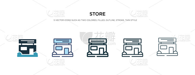 store icon in different style two colored and