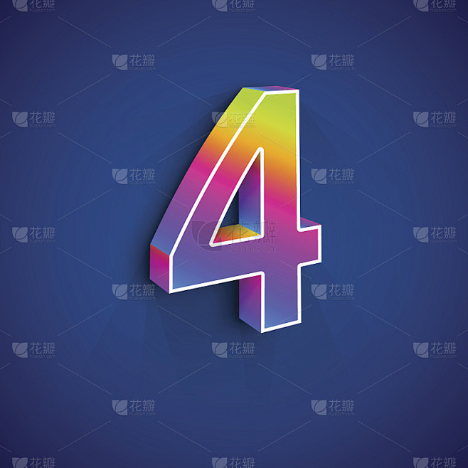 矢量3d数字4