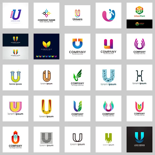 字母系列U LOGO商标设计vi素材包AI矢量源文件淘宝店标微商标志图-淘宝网-花瓣网