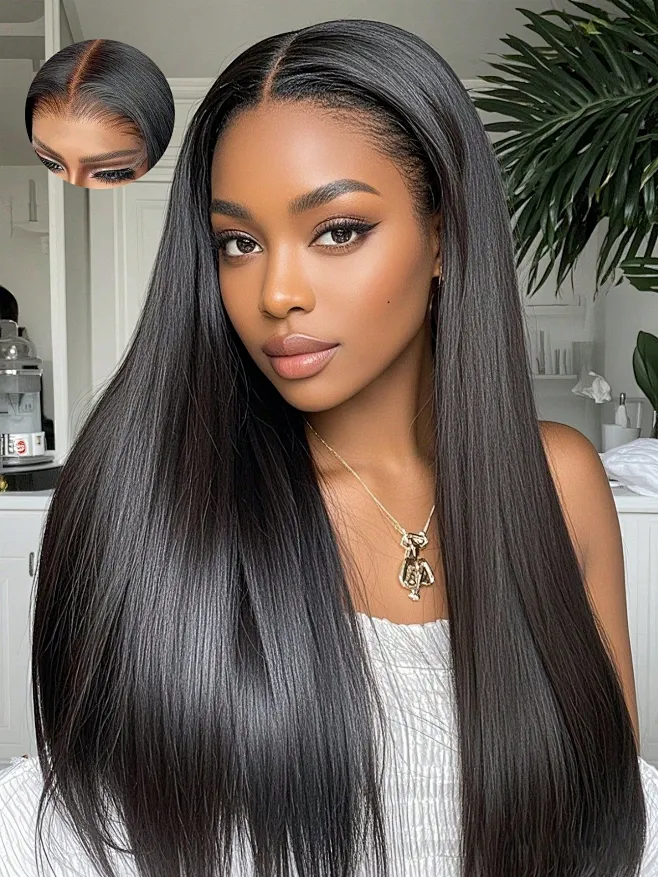 Shiny Straight 13x4 Transparent Lace Frontal Wig Brazilian Hair 36 Inch ...