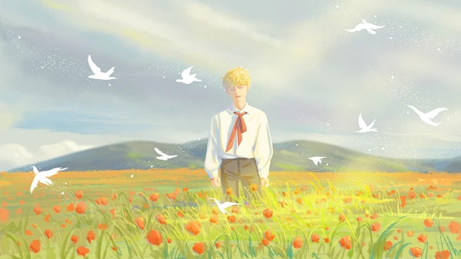 《梦中的白色飞鸟》_凌晨雪__插画师作品_涂鸦王国gracg.com-花瓣网