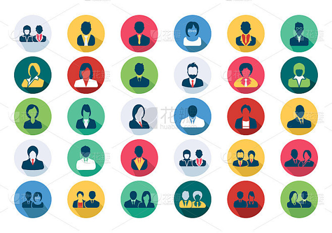 Avatars Flat Icons Set - Colorful vector icons peo