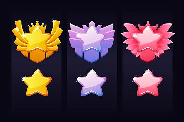 Vip award badge with gem, a prize with a diamond crown for ui games ...