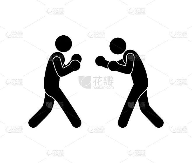 stick figure boxing icon, boxers duel素材-花瓣网