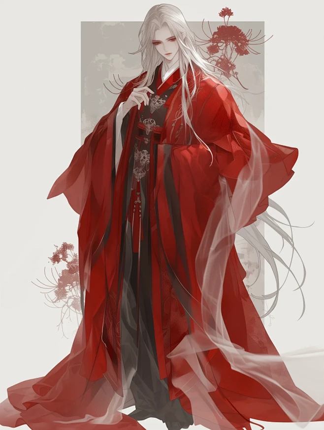红衣白发古风男立绘 - 小红书-花瓣网