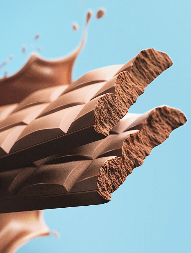 3D CHOCOLATE 3d food broken chocolate cgi chocolate cgi food chocolate chocolate bar-花瓣网