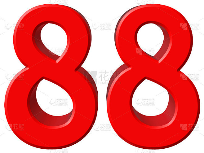 数字88 88，白色背景，3d渲染