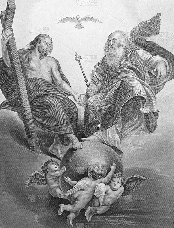 圣三位一体由彼得保罗鲁本斯在旧书绘画画廊，由安德列夫，1864年，圣彼得堡