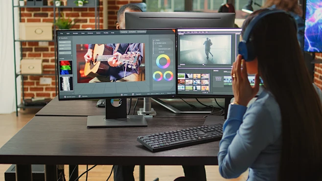 asian-filmmaker-editing-video-audio-montage-creative-agency-office ...
