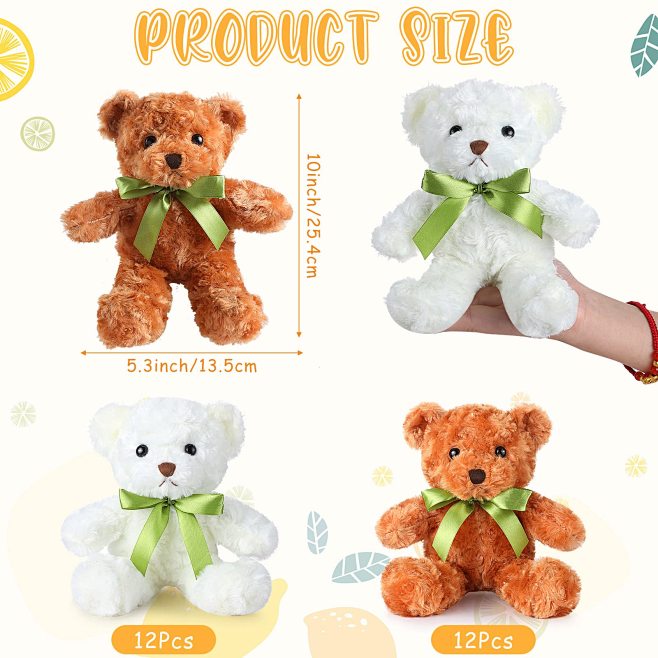 Amazon.com: HyDren 24 Pcs Bear Bulk Plush Stuffed Animals 10 Inch Cute ...