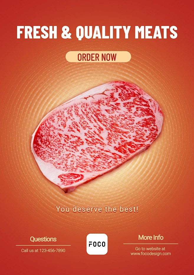 Simple Quality Meat Display Sale Promo Poster素材-花瓣网