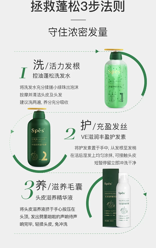 Spes健发丰盈洗发水洗护套装 蓬松清爽控油无硅油氨基酸健发固发-tmall.com天猫-花瓣网