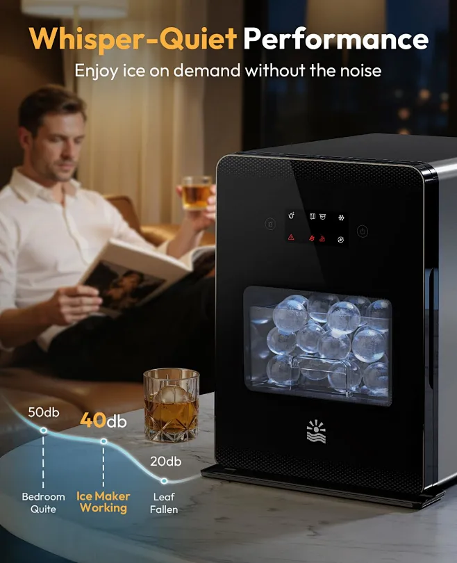 Amazon.com: OYLUS 冰球制作器 适用于透明冰球-4 件/35 分钟,144 个球/天,智能控制,快速制冰机,自清洁和手动/自动 ...