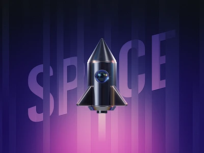 Rocket redshift render design poster 3d rocket rocket 3d illustration ...