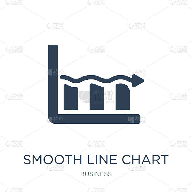 smooth line chart icon vector on white background,