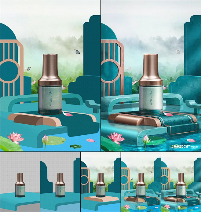 c4d jsboom p4d 写实 合成 杰视帮 海报 电商， 空间搭建，-花瓣网