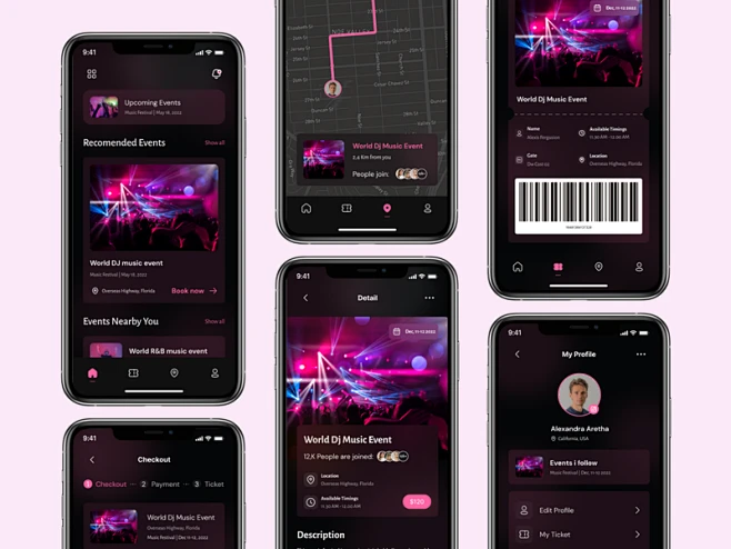 Event App Concept app art booking concert conference dark dark ui dsign ...