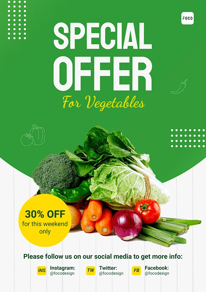 Fresh Vegetables Groceries Food Supplies Discount Promo Advertising ...