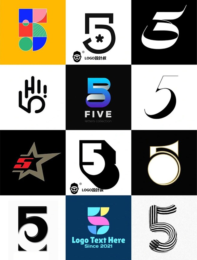 数字5元素图形logo