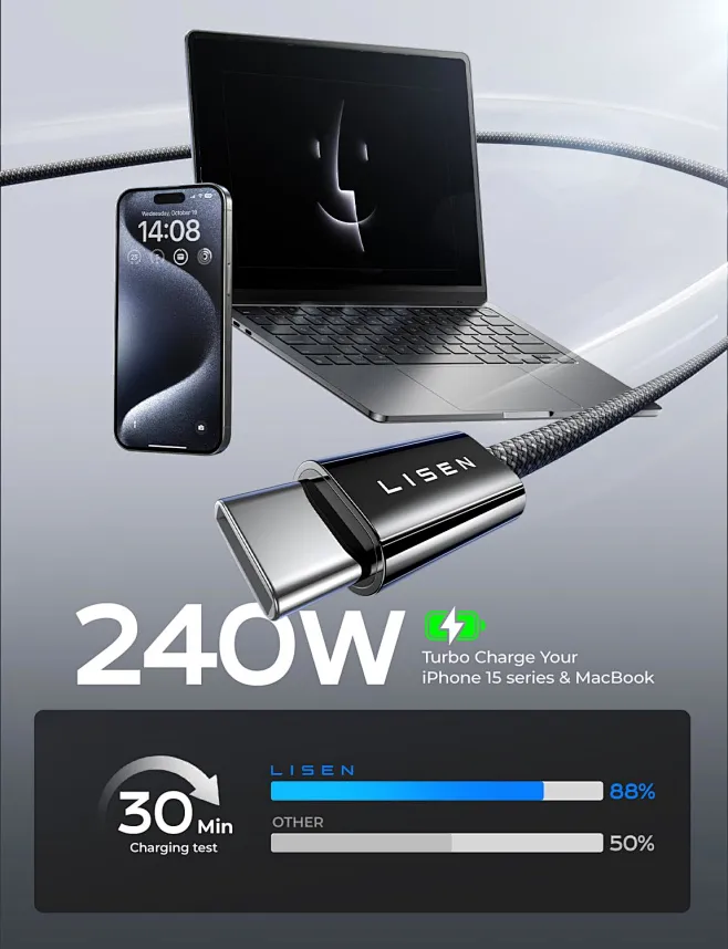 Amazon.com: LISEN High Speed USB C to USB C, 240W USBC to USBC Cable, 3 ...