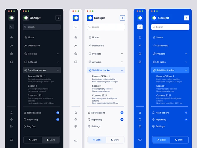 Sidebar Navigation - Light & Dark-花瓣网