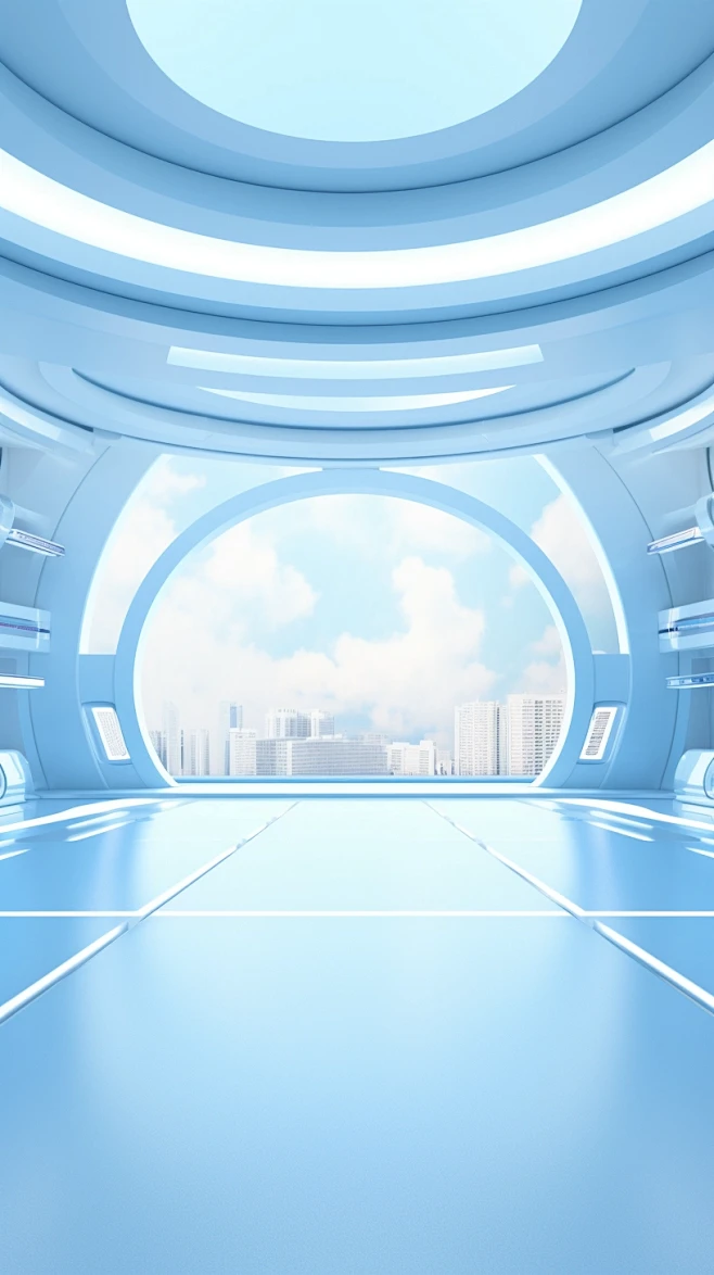 A spatial background picture of the broadcast room, modern minimalist ...