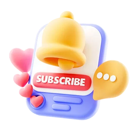 Subscribe Bell Notification 3D Icon-花瓣网