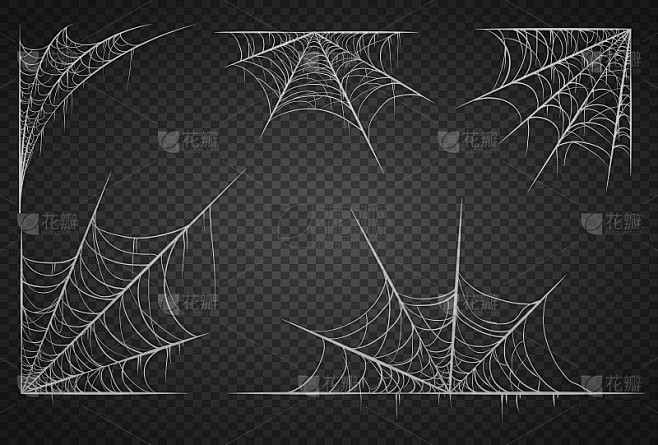 Cobweb set, isolated on black transparent backgrou