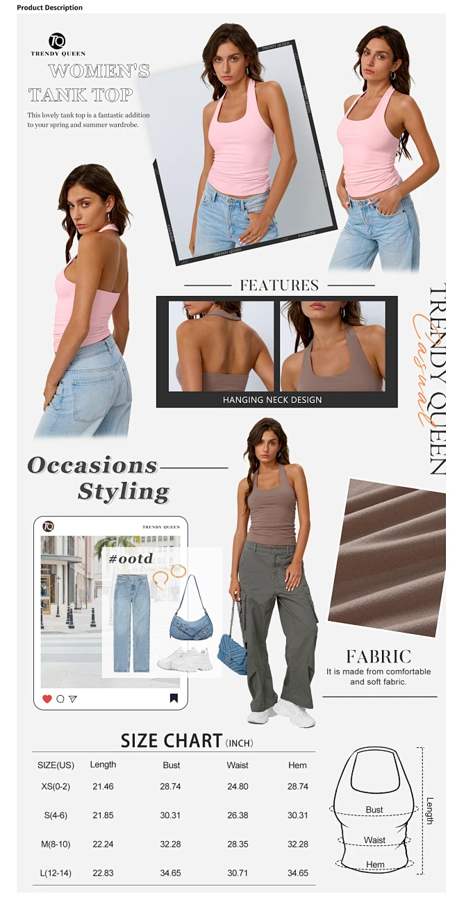 Trendy Queen Halter Tops for Women 2025 Summer Going Out Tops Backless ...