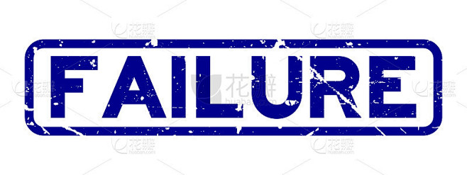 Grunge blue failure word square rubber seal stamp