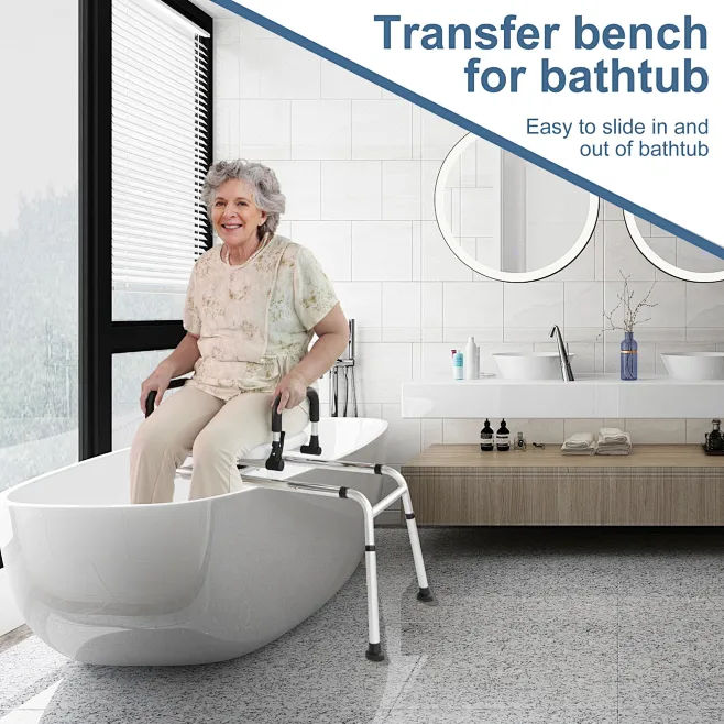 Amazon.com: EOSPRIM Sliding Shower Chair Tub Transfer Bench with Extra ...