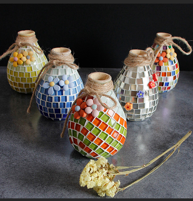 包邮 diy手工制作花瓶马赛克材料包儿童亲子小幼儿园创意益智玩具-淘宝网