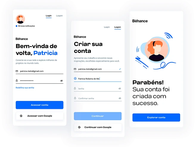 Behance login behance clean clean design clean ui form interaction ...