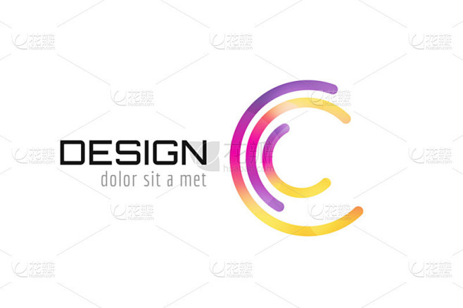 Vector c logo template. Abstract circle shape and