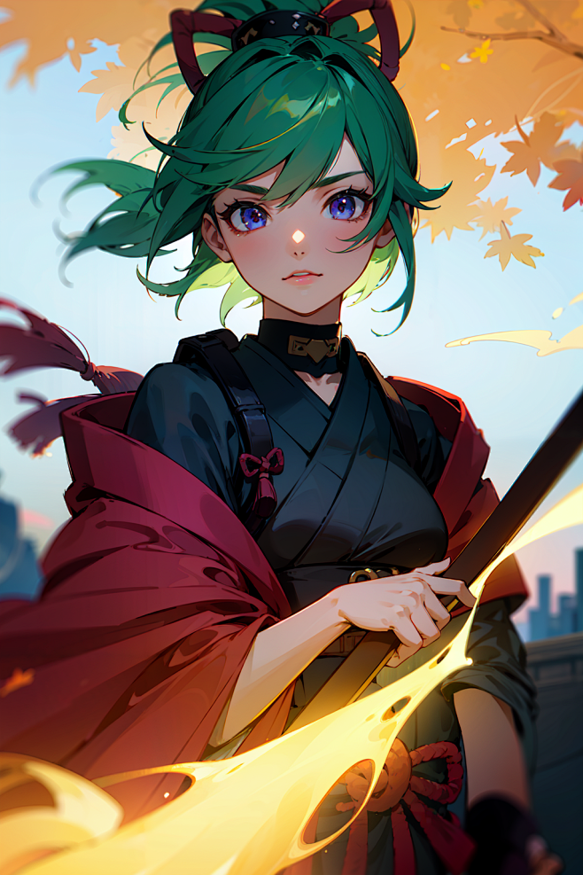 00617-1186224662-Girl, ninja, green hair, kimono, master works, better ...