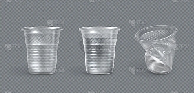 塑料杯，皱巴巴的，装满水的杯子素材-花瓣网