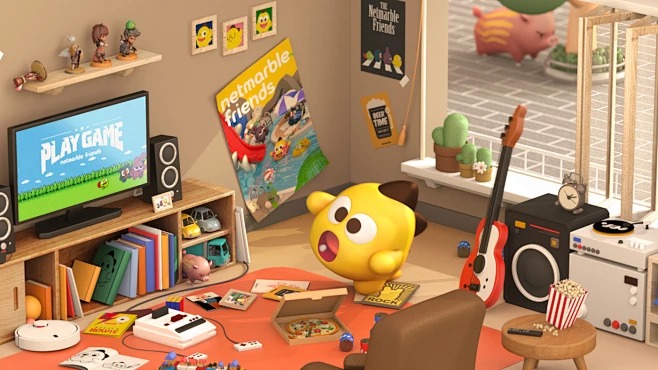 Netmarble Friends : The mascot of Netmarble 'KK', and his friends Bob ...