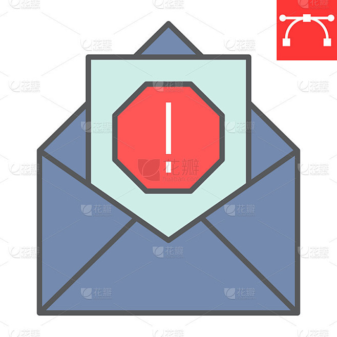 Email virus color line icon, security and mail, sp